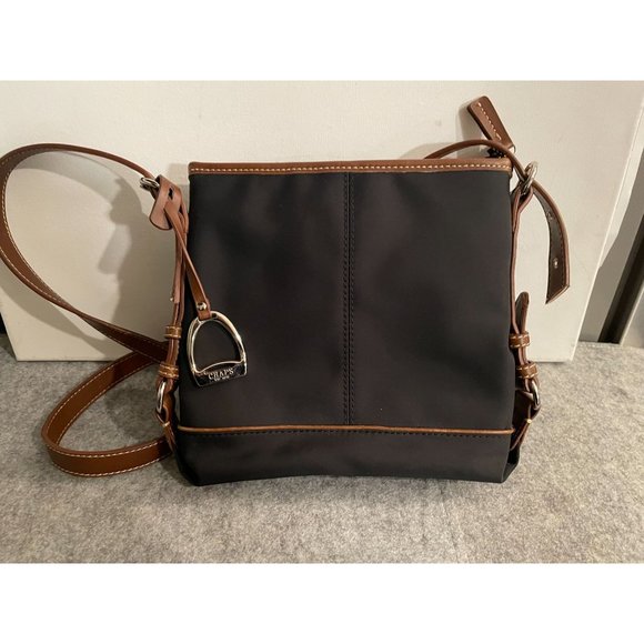 Chaps | Bags | Chaps Shouldercrossbody Bag Brown And Black Canvas With ...